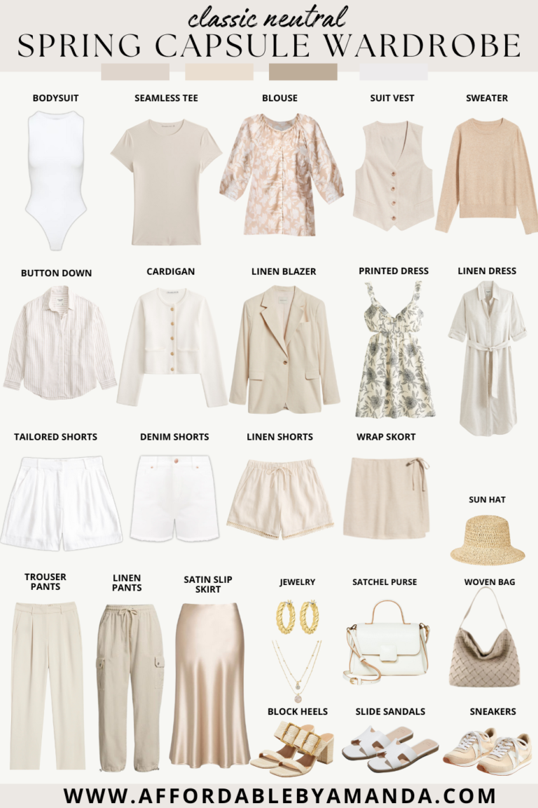 Classic Neutral Spring Capsule Wardrobe 2024 - Affordable by Amanda